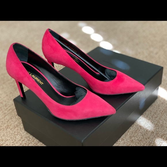 Saint Laurent | Shoes | Ysl Pink Suide Heels | Poshmark
